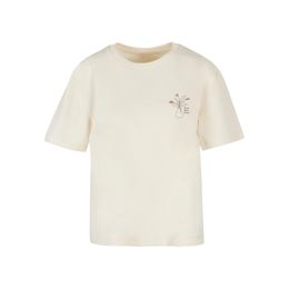 Merchcode T-Shirt 'Bloom Baby, Bloom' Damen Gr&ouml;&szlig;e XXL sand / lila / hellpink / schwarz