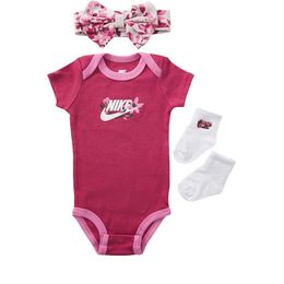 Nike Sportswear Set: Body, Socken und Stirnband 'CLUB' Gr&ouml;&szlig;e 50/68 gr&uuml;n / magenta / wei&szlig;