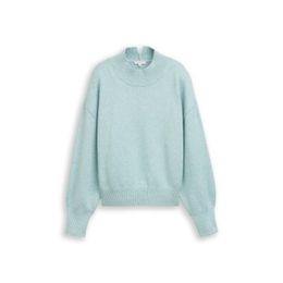 Tom Tailor Damen Oversize Strickpullover mit Stehkragen, blau, Meliert, Gr. XL