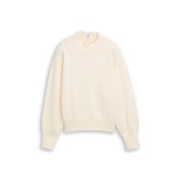 Tom Tailor Damen Oversize Strickpullover mit Stehkragen, wei&szlig;, Uni, Gr. XL