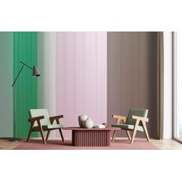 Livingwalls Vliestapete LIVING WALLS "Fototapete Farbverlauf Streifen Modernes Design", grün, B:2,7m H:0,02m L:4m, Vlies, Tapeten