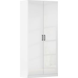 Mehrzweckschrank Rauch, B:91cm H:197cm T:41cmalpinweiß, hochglanz weiß, griffe graumetallic, Holzwerkstoff, Küche, Schränke, "Garderobe