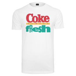 T-Shirt Merchcode "Merchcode Herren Coca Cola 90's Logo", Damen, Gr. XS, wei&szlig;, 100% Baumwolle, unifarben, normal, Rundhals, Shirts T-Shirt