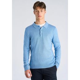Poloshirt LINDBERGH "LINDBERGH Strickpullover", Herren, Gr. L, sky blau mel, Obermaterial: 80% Viskose, 20% Nylon, schmal, V-Ausschnitt, Shirts