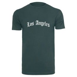 T-Shirt MisterTee "MisterTee Herren Los Angeles Wording Tee", Damen, Gr. S, bottlegrün, 100% Baumwolle, bedruckt, normal, Rundhals, Shirts T-Shirt