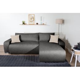 Ecksofa Collection AB, B:237cm H:41cm T:169cmanthrazit, 100%Polyester, Wohnzimmer, Sofas, "Pia, L-Form, Breite 237 cm, mit Schlaffunktion"