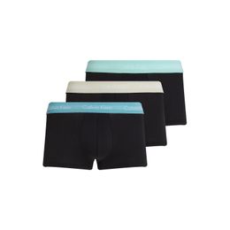 Trunk "LOW RISE TRUNK 3PK", Damen, Gr. S (48), 3 Stk., b, fad dnm, cdon tint, beau bl wbs, Jersey, Obermaterial: 95% Baumwolle, 5% Elasthan, Calvin Klein Underwear, k&ouml;rpernah, Unterhosen, mit Logoschriftz&uuml;gen