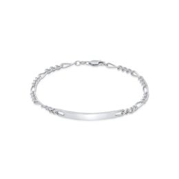 Armband Kuzzoi "Herren ID Platte Figaro Klassisch 925 Silber" Gr. 21, silber, Armbänder, Herren, 21cm, ohne Stein, Silber 925 (Sterlingsilber), Armbänder mit Gravur