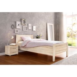 Bett Priess "Husum Schlafzimmer Jugendzimmer Rahmenbett", braun (struktureichefarben hell), B:130cm H:85cm L:208cm, Betten, Jugendbett Bettgestell, mit Komforthöhe verschiedene Ausführungen hochwertige Premium Qualität