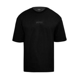 T-Shirt DROPSIZE "Dropsize Herren Heavy Oversize Curved Hd Logo T-Shirt", Damen, Gr. XS, schwarz, 100% Baumwolle, bedruckt, oversize, Rundhals, Shirts T-Shirt