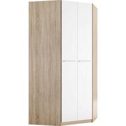 Eckkleiderschrank Priess "Barcelona Kleiderschrank Ecklösung Raumwunder", weiß (struktureichefarben hell, weiß), B:95cm H:193cm T:95cm, Holzwerkstoff, Schränke, Eckkleiderschrank, in 2 Tiefen Schrank Eckschrank Garderobe