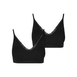 Urban Classics Damen Sport-BH "Urban Classics Ladies Padded Rip Bra 2-Pack", Gr. XLschwarz, schwarz, 92% Nylon, 8% Elasthan, BHs