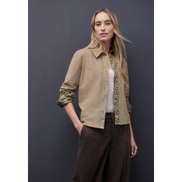 Langarmbluse Street One, Damen, Gr. 36, flowing beige, Web, Obermaterial: 100% Baumwolle, unifarben, l&auml;ssig geschnitten h&uuml;ftbedeckend, Rundhals, 2-Knopf-Manschette, Blusen, mit Tapedetails im Leo-Look