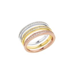 Ring-Set Amor Gr. 56, silberfarben, gelbgoldfarben, ros&eacute;goldfarben, kristallwei&szlig;, Fingerringe, Damen, 56, Silber 925 (Sterlingsilber), 7mm, mit Zirkonia (synth.)
