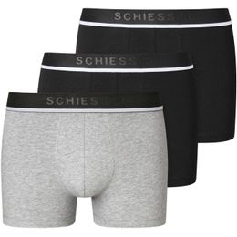 Boxer Schiesser "95/5", Herren, Gr. 7, schwarz (901, 2xschwarz, 1x grau, meliert), Jersey, Obermaterial: 95% Baumwolle, 5% Elasthan, meliert, unifarben, eng, Unterhosen, mit sportlichem Logo-Webgummibund