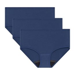Periodenslip Jockey "Worry Free", Damen, Gr. XXL, blau (schwarz sky), Single Jersey, Obermaterial: 95% Baumwolle, 5% Elasthan, unifarben, k&ouml;rpernah, Unterhosen, Hoher Komfort