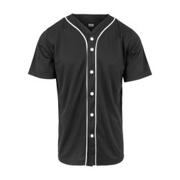 T-Shirt Urban Classics "Urban Classics Herren Baseball Mesh Jersey", Damen, Gr. L, schwarz, weiß, 100% Polyester, unifarben, loose fit, V-Ausschnitt, Shirts T-Shirt