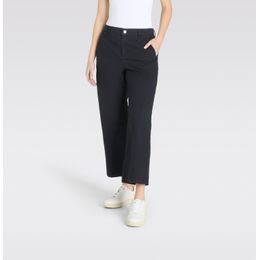 Schlaghose MAC "CARI", Damen, Gr. 38, N-Gr, blau (dunkelblau ppt), Web, Obermaterial: 97% Baumwolle, 3% Elasthan, lang, Hosen