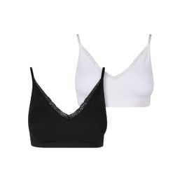 Urban Classics Damen Sport-BH "Urban Classics Ladies Padded Rip Bra 2-Pack", Gr. Lschwarz, wei&szlig;, 92% Nylon, 8% Elasthan, BHs