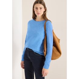 Strickpullover Cecil, Damen, Gr. L (42), fountain blau melange, Strick, Obermaterial: 37% Baumwolle, 34% Polyacryl, 26% Polyester, 3% Elasthan, unifarben, normal hüftbedeckend, U-Boot-Ausschnitt, Flachstrickbündchen, Pullover Strickpullover