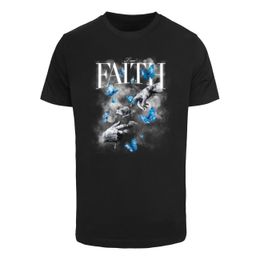 T-Shirt MisterTee "MisterTee Faith Butterfly Tee", Damen, Gr. L, schwarz, 100% Baumwolle, bedruckt, normal, Rundhals, Shirts T-Shirt