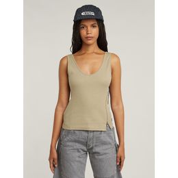 G-Star Raw T-Shirt G-STAR "Asymmetrical Zip Slim Tanktop", Damen, Gr. L, light toggee, Obermaterial: 100% Baumwolle, Shirts T-Shirt