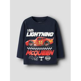 Langarmshirt name it "NMMDRACO CARS LS NREG TOP BOX WDI", M&auml;dchen, Gr. 104, navy blazer, Jersey, Obermaterial: 95% Baumwolle, 5% Elasthan, bedruckt, normal normal, Rundhals, Shirts Langarmshirt