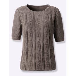 Inspirationen Damen Strickpullover "Baumwoll-Pullover"taupe, Gr. 38, unifarben, 100% Baumwolle, Pullover