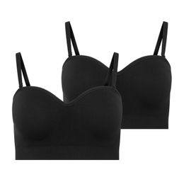 B&uuml;gelloser BH Jockey "Seamfree", Damen, Gr. S, N-Gr, schwarz, Jersey, Obermaterial: 94% Polyamid, 6% Elasthan, unifarben, BHs, abnehmbare Tr&auml;ger, breites Unterbrustband