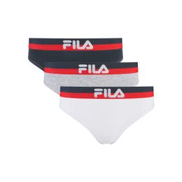 Slip Fila, Damen, Gr. L, bunt (mix), Graumeliert (Obermaterial): 67% Baumwolle, 28% Polyester, 5% Elasthan. Obermaterial: 95% Baumwolle, 5% Elasthan, bedruckt, unifarben mit Farbeinsatz, körpernah, Unterhosen Slip, mit elastischem Logobund, Woman Culotte