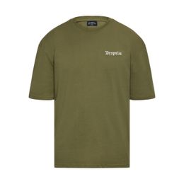 T-Shirt DROPSIZE "Dropsize Herren Heavy Oversize Embo T-Shirt", Damen, Gr. S, olive, 100% Baumwolle, bedruckt, oversize, Rundhals, Shirts T-Shirt