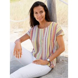 Schlupfbluse Casual Looks, Damen, Gr. 46, pistazie, ecru, gestreift, 100% Baumwolle, gemustert, gestreift, mehrfarbig, Rundhals, Blusen Schlupfbluse