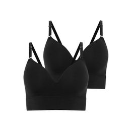 Bralette Jockey "Seamfree Comfort", Damen, Gr. S, N-Gr, schwarz, Jersey, Obermaterial: 80% Viskose, 18% Polyamid, 2% Elasthan, unifarben, BHs Bralette, tiefer V-Ausschnitt, schmale Tr&auml;ger, ohne Seitenn&auml;hte