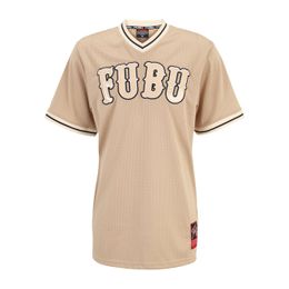 T-Shirt Fubu "Fubu Herren FM231-002-1 Fubu Vintage Lacque Mesh Tee", Damen, Gr. L, sand, 100% Polyester, bedruckt, relaxed fit, Rundhals, Shirts T-Shirt