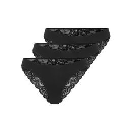 Brasilslip Only "ONLCHLOE LACE BRAZIL 3-PACK NOOS ACC", Damen, Gr. XL (42), 3 Stk., schwarz pack:x3, Obermaterial: 90% Polyamid, 10% Elasthan, unifarben, Unterhosen