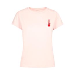 Merchcode Damen T-Shirt "Merchcode Ladies Hugs & Love - Queen of Hearts Box Tee"pink, Gr. M, bedruckt, 100% Baumwolle, Shirts