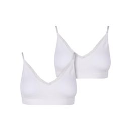 Urban Classics Damen Sport-BH "Urban Classics Ladies Padded Rip Bra 2-Pack", Gr. XLwei&szlig;, wei&szlig;, 92% Nylon, 8% Elasthan, BHs