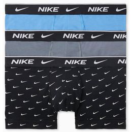 Trunk NIKE UNDERWEAR "TRUNK 3PK", Damen, Gr. L/50, 3 Stk., grau (swoosh print, grau, u), Jersey, Obermaterial: 95% Baumwolle, 5% Elasthan, bedruckt, unifarben, k&ouml;rpernah, Unterhosen, mit Logo-Elastikbund