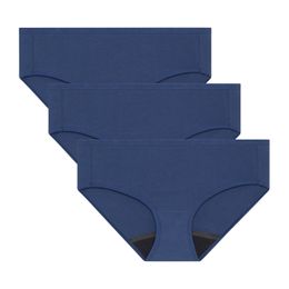 Periodenslip Jockey "Worry Free", Damen, Gr. L, blau (schwarz sky), Single Jersey, Obermaterial: 95% Baumwolle, 5% Elasthan, unifarben, k&ouml;rpernah, Unterhosen, Hoher Tragekomfort