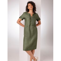 Sommerkleid CREATION L PREMIUM "Leinen-Kleid", Damen, Gr. 44, Normalgr&ouml;&szlig;en, khaki, meliert, Web, 100% Leinen, unifarben, knielang, Rundhals, Kleider Sommerkleid