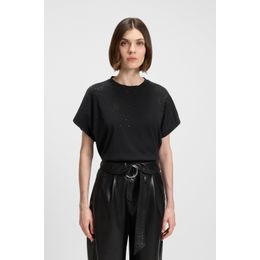 T-Shirt BOSS Orange "Emason Hotfix Premium Damenmode", Damen, Gr. M (38), schwarz 002, Single Jersey, Obermaterial: 100% Baumwolle, unifarben, oversize normal, Rundhals, weit, Shirts T-Shirt, Oversized Fit mit Rundhals, Glitzer-Applikation