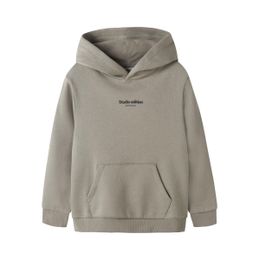 Kapuzensweatshirt name it "NKMBRODY LS NREG SWEAT WH BRU NOOS", Jungen, Gr. 116, shadow, Sweatware, Obermaterial: 70% Baumwolle, 30% Polyester, unifarben, normal normal, Rundhals, Rippbündchen, Sweatshirts