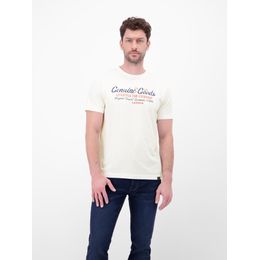 T-Shirt Lerros "Lerros T-Shirt in Jersey-Qualit&auml;t mit Print", Damen, Gr. L, broken wei&szlig;, 100% Baumwolle, Rundhals, Shirts T-Shirt