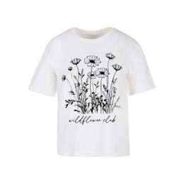 T-Shirt CLOUD 5IVE "CLOUD 5IVE Ladies 77 Wildflower Tee", Damen, Gr. L, weiß, 100% Baumwolle, bedruckt, oversize, Rundhals, Shirts T-Shirt