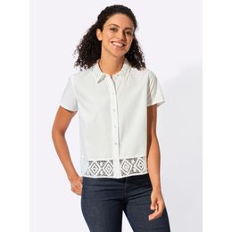 Kurzarmbluse Inspirationen, Damen, Gr. 44, ecru, 100% Baumwolle, unifarben, Blusen