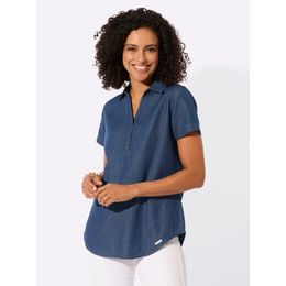 Jeansbluse Casual Looks, Damen, Gr. 36, blau, stone, washed, 100% Baumwolle, unifarben, Blusen Jeansbluse