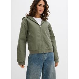 bonprix Outdoorjacke aus reiner Baumwolle, gr&uuml;n, Gr.44, L&auml;ssige wattierte Outdoorjacke im Washed Look aus reiner Baumwolle, aus 100% Baumwolle