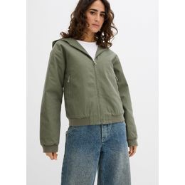 bonprix Outdoorjacke aus reiner Baumwolle, gr&uuml;n, Gr.40, L&auml;ssige wattierte Outdoorjacke im Washed Look aus reiner Baumwolle, aus 100% Baumwolle