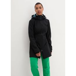 bonprix wasserabweisende Funktions-Softshell-Longjacke Kuschelfleece, schwarz, Softshell