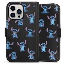 DeinDesign iPhone 13 Pro Handy Klapph&uuml;lle Handyh&uuml;lle aus Kunst Leder schwarz Flip Case Lilo & Stitch Disney Official Licensed Product Sideflip mit Lasche